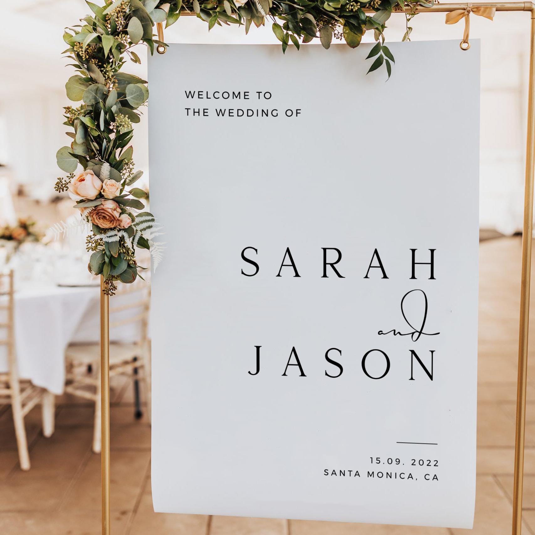 SARAH Minimalist Wedding Welcome Sign Template Download, Modern Wedding ...