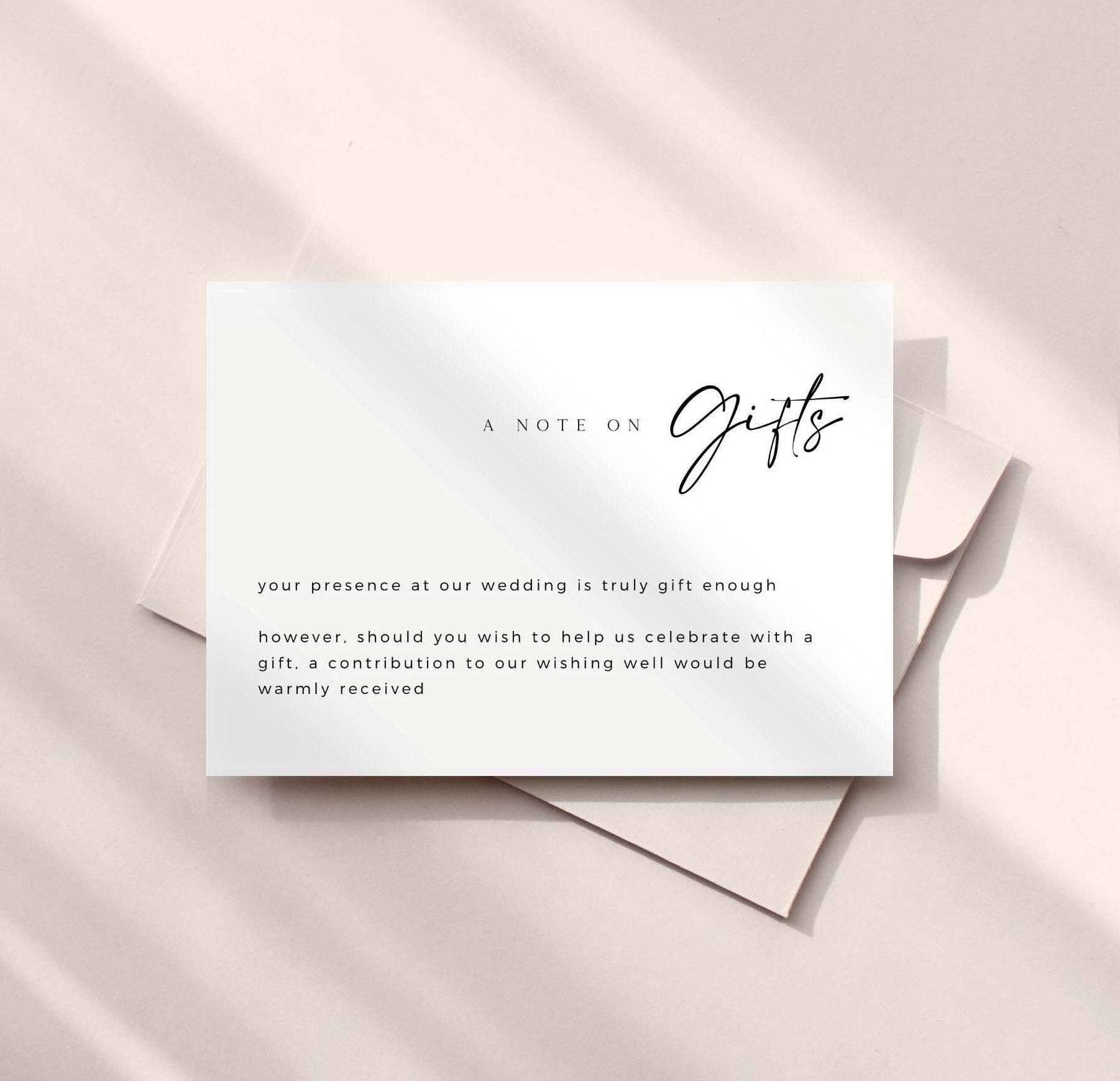 CHRISTINE A Note on Gifts Card Insert Template Download, Printable ...