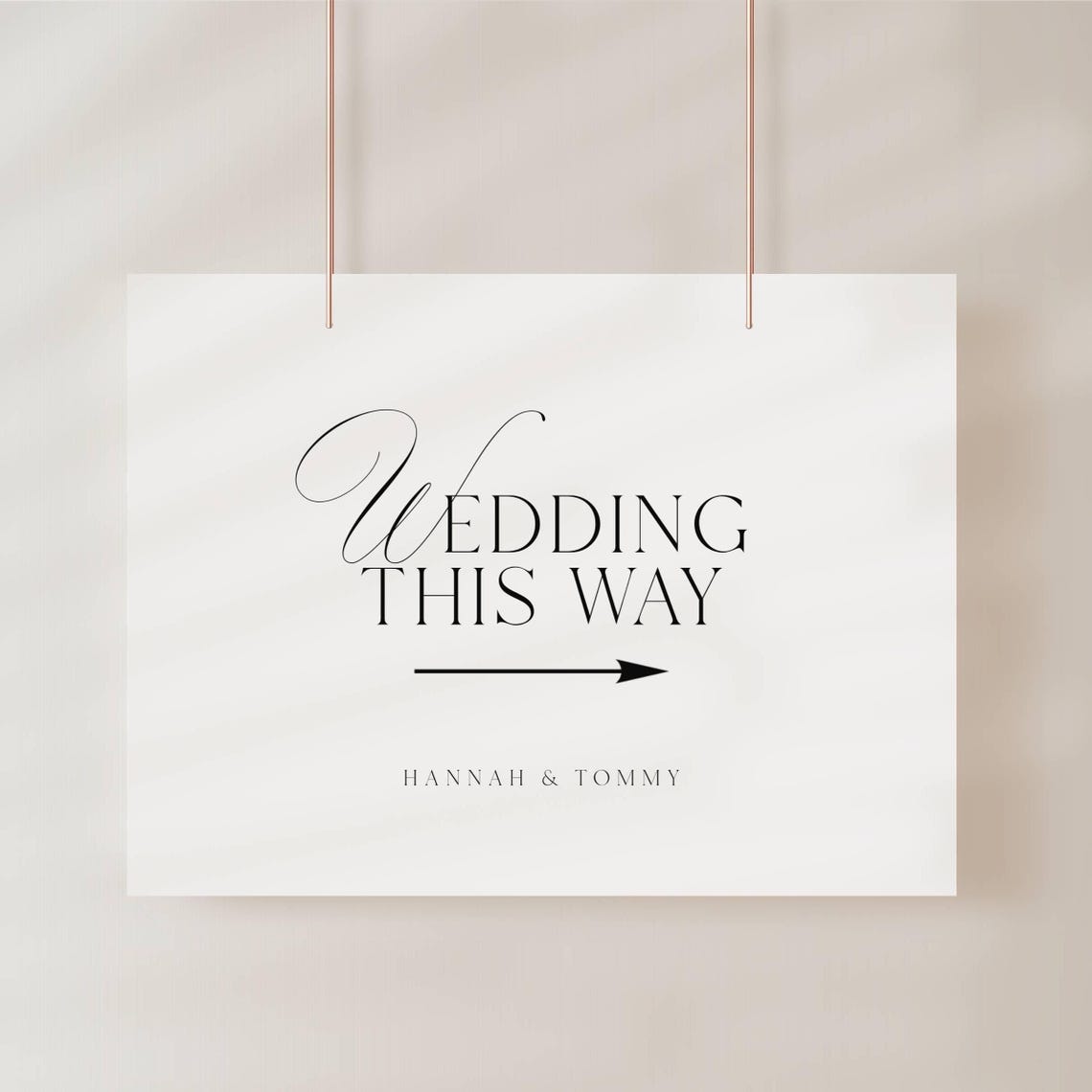 Minimalist Wedding Direction Sign, Elegant Wedding This Way Sign ...