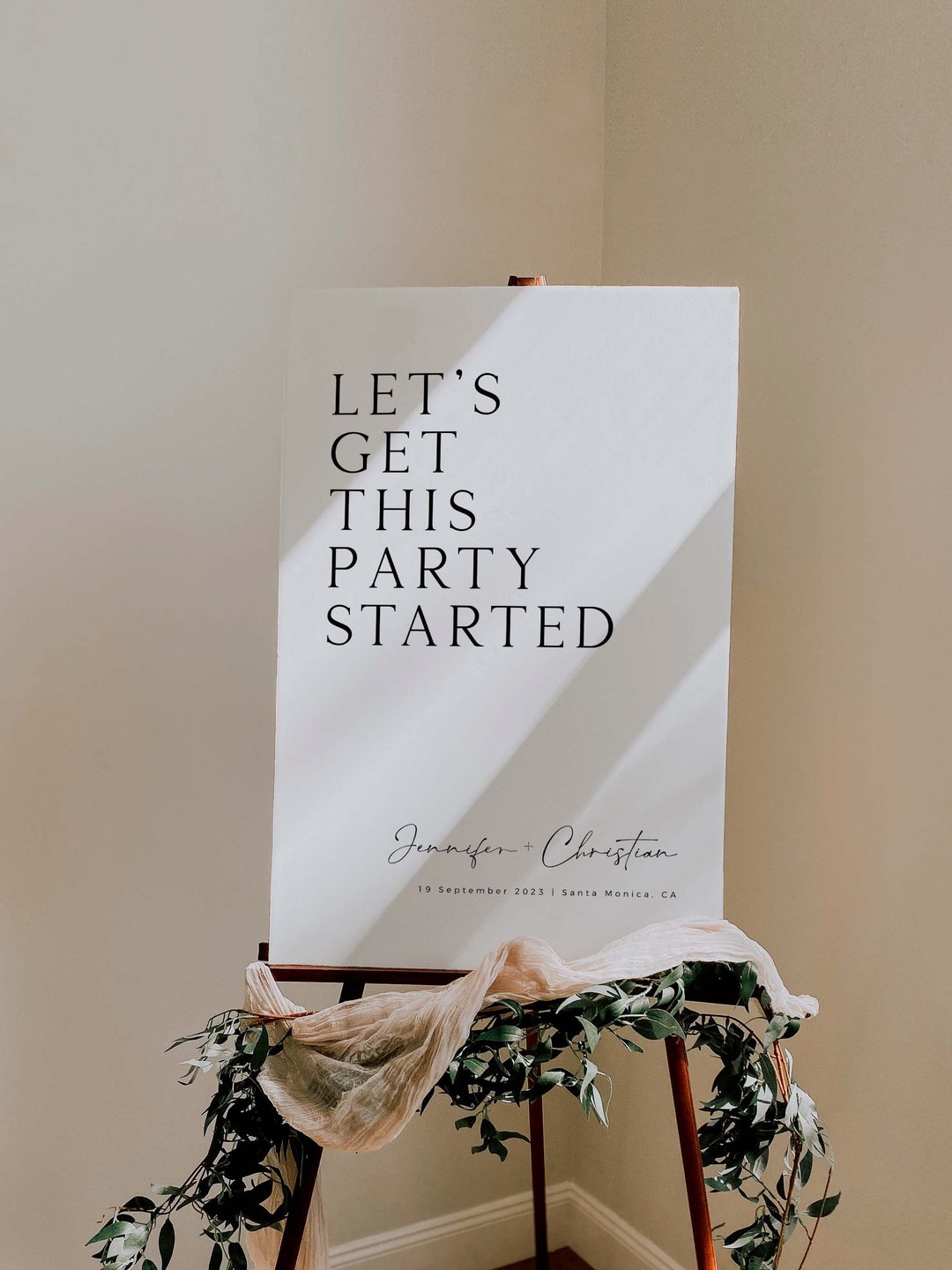 Let's Get This Party Started Wedding Sign Template Download, Minimal ...