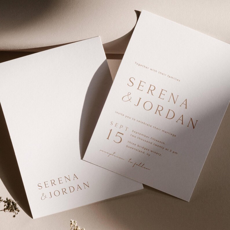 Beige Wedding Invitation Suite Template, Boho Minimalist Wedding ...
