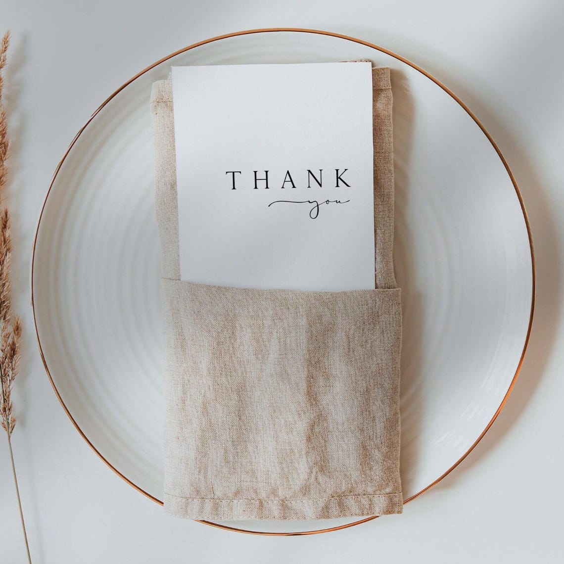 SARAH Minimal Wedding Table Thank You Card Template Download, Simple ...