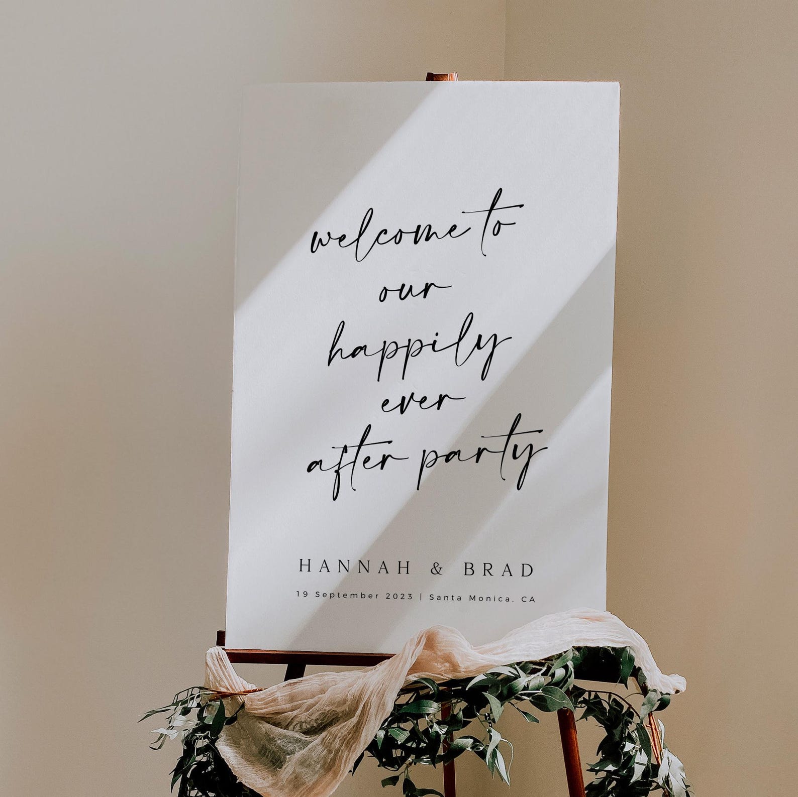 Minimal Modern Wedding Welcome Sign, Happily Ever After Party Sign ...