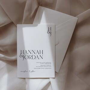 HANNAH Minimal Modern Wedding Invitation Template Download, Elegant ...