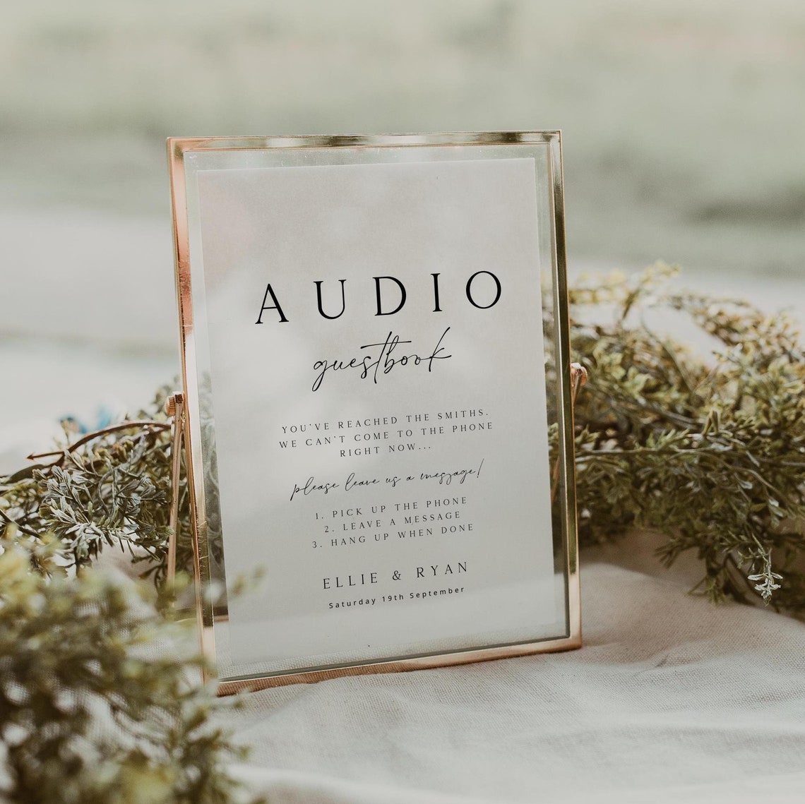 ELLIE Audio Guestbook Sign Template, Wedding Phone Message Guestbook ...