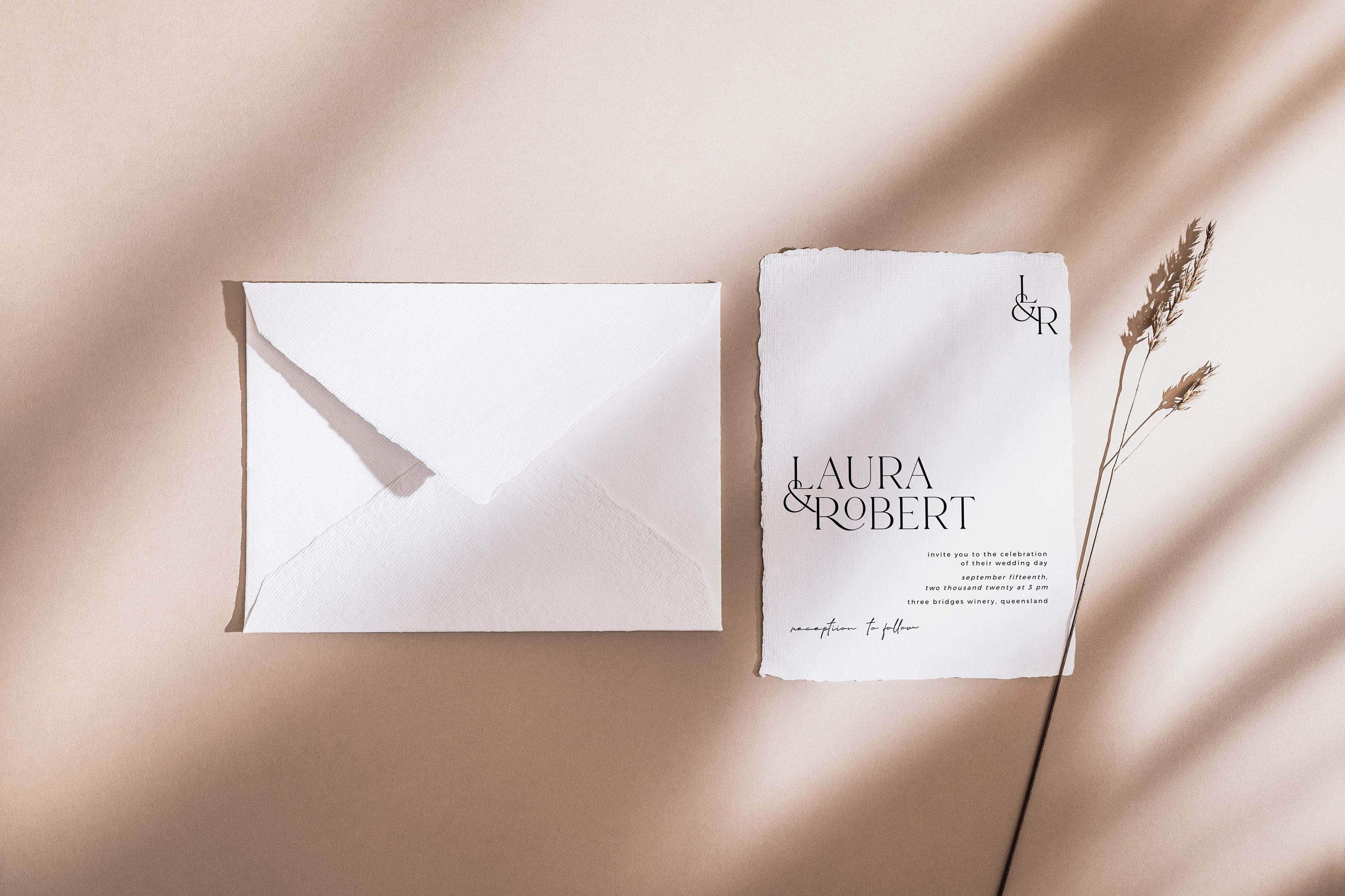 HANNAH Minimal Modern Wedding Invitation Template Download - Etsy