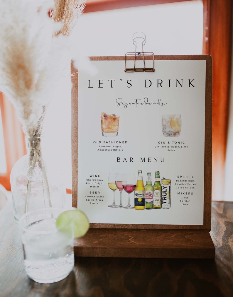 SARAH Modern Editable Bar Menu Template Signature Drinks Sign - Etsy