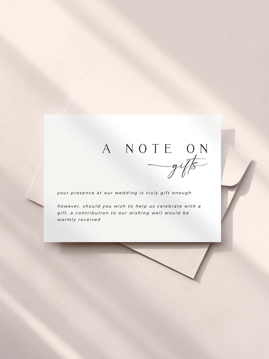 CLAIRE A Note on Gifts Card Insert Template Download, Printable Wedding ...