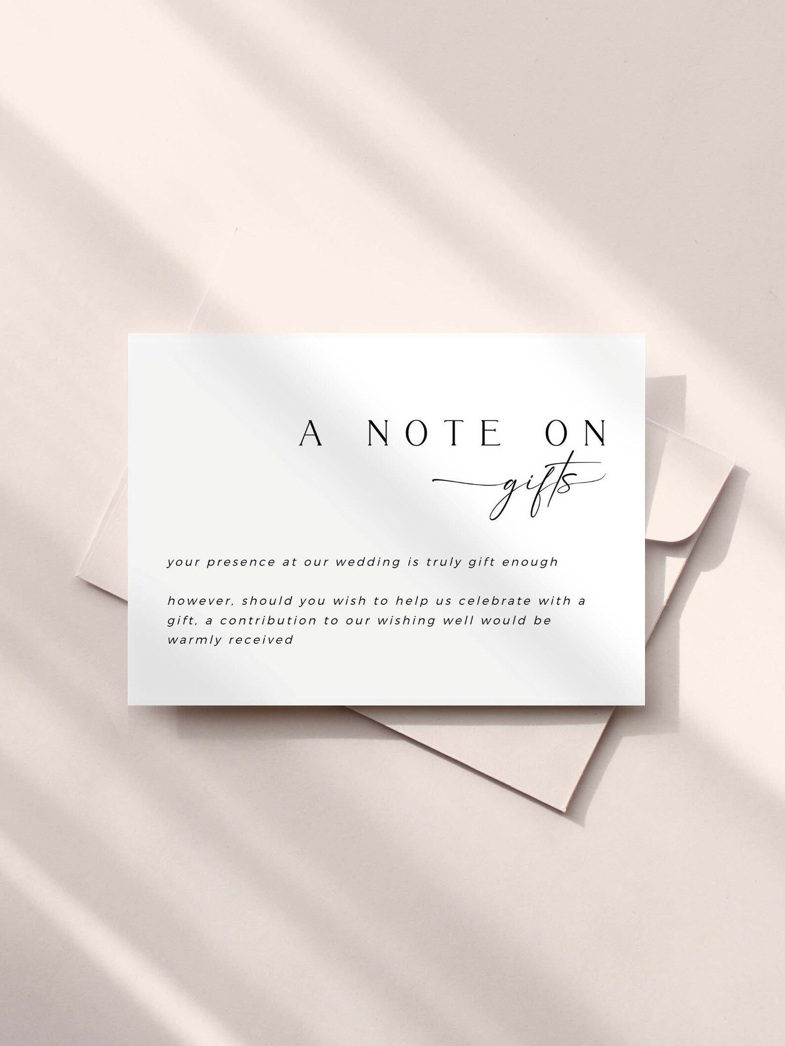 CLAIRE A Note on Gifts Card Insert Template Download, Printable Wedding ...
