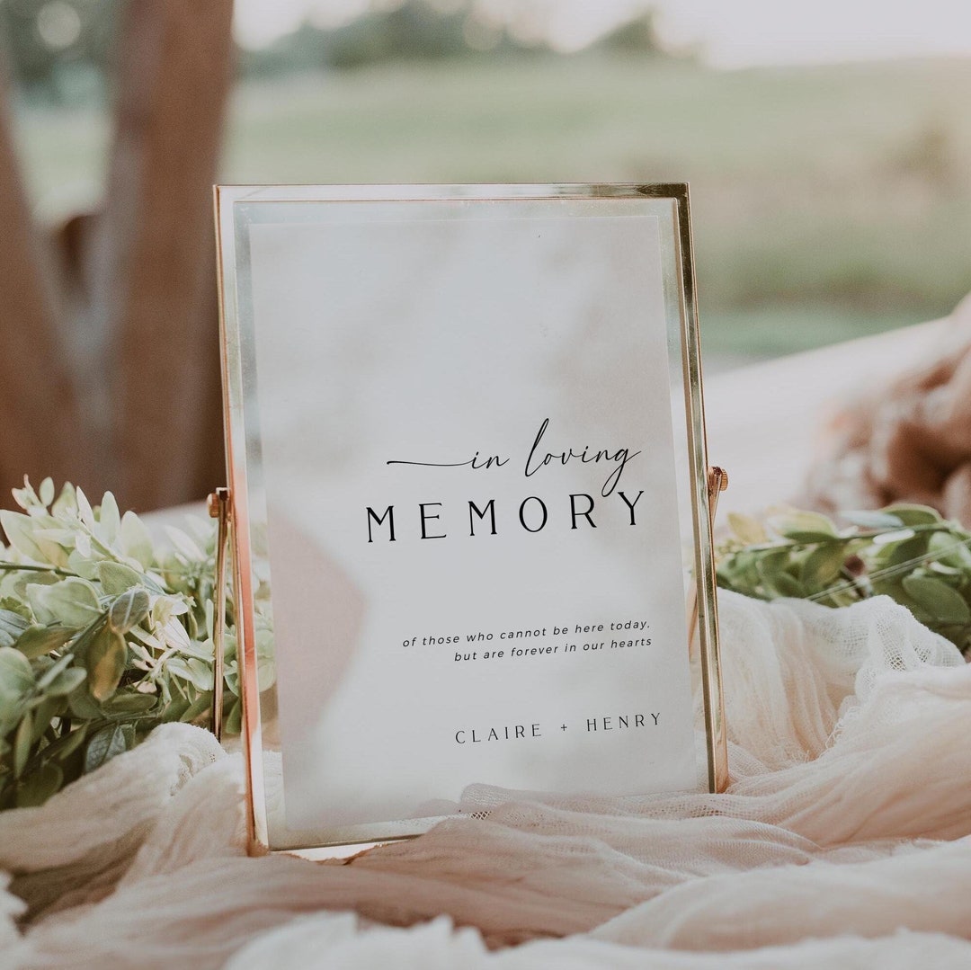 CLAIRE in Loving Memory Sign Template Download, Minimal Memorial ...