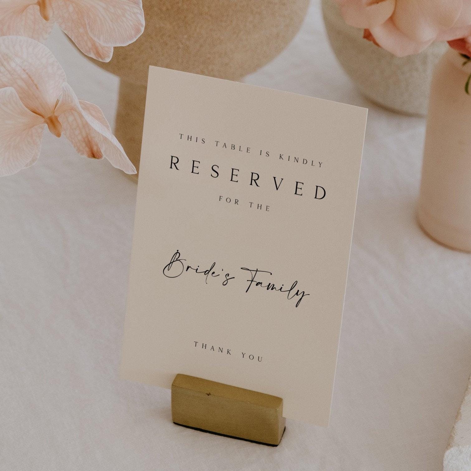 CHRISTINE Wedding Reserved Table Sign Template Download, Minimal ...
