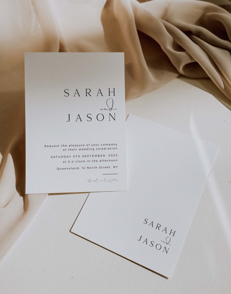 SARAH Classic Wedding Invitation Template Download Elegant | Etsy