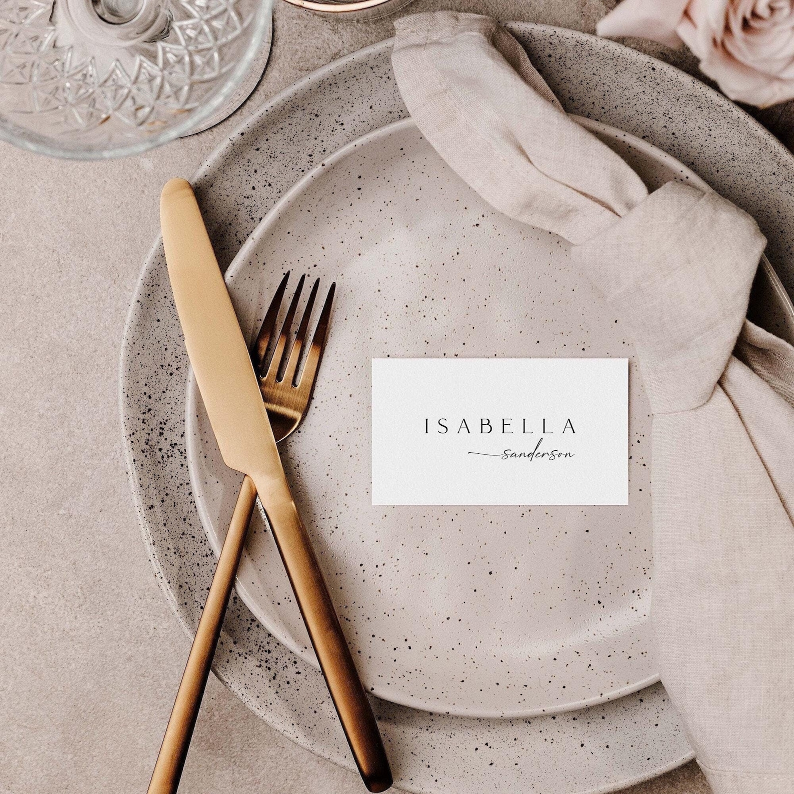 CLAIRE Minimal Modern Table Name Card Template, Printable Wedding Place ...