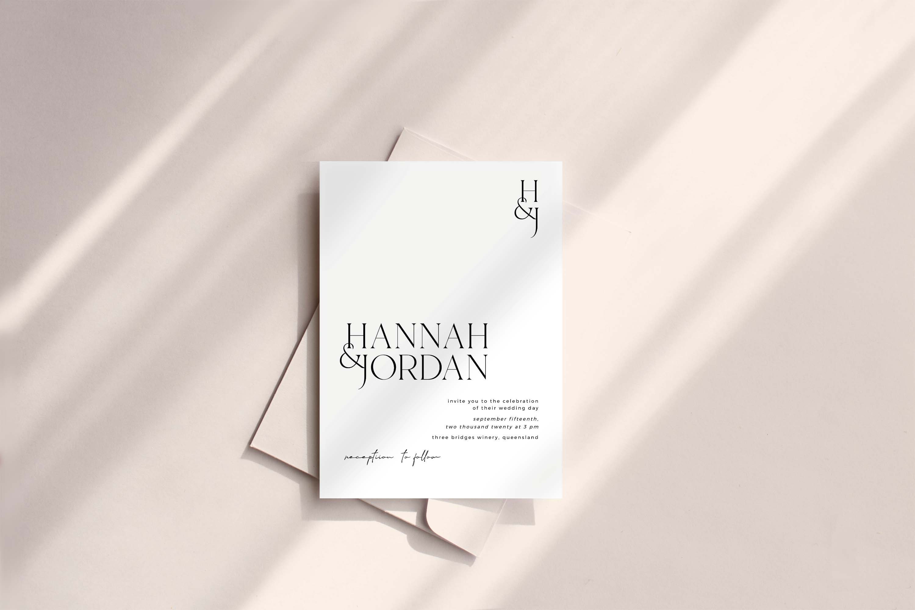 HANNAH Minimal Modern Wedding Invitation Template Download - Etsy