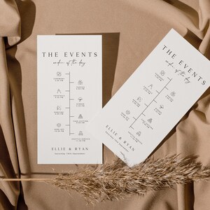 ELLIE Minimal Wedding Order of Events Card Template Download, Printable ...