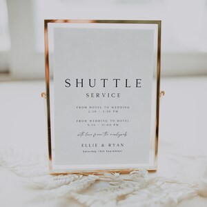 ELLIE Minimal Wedding Shuttle Service Sign Template, Complimentary ...