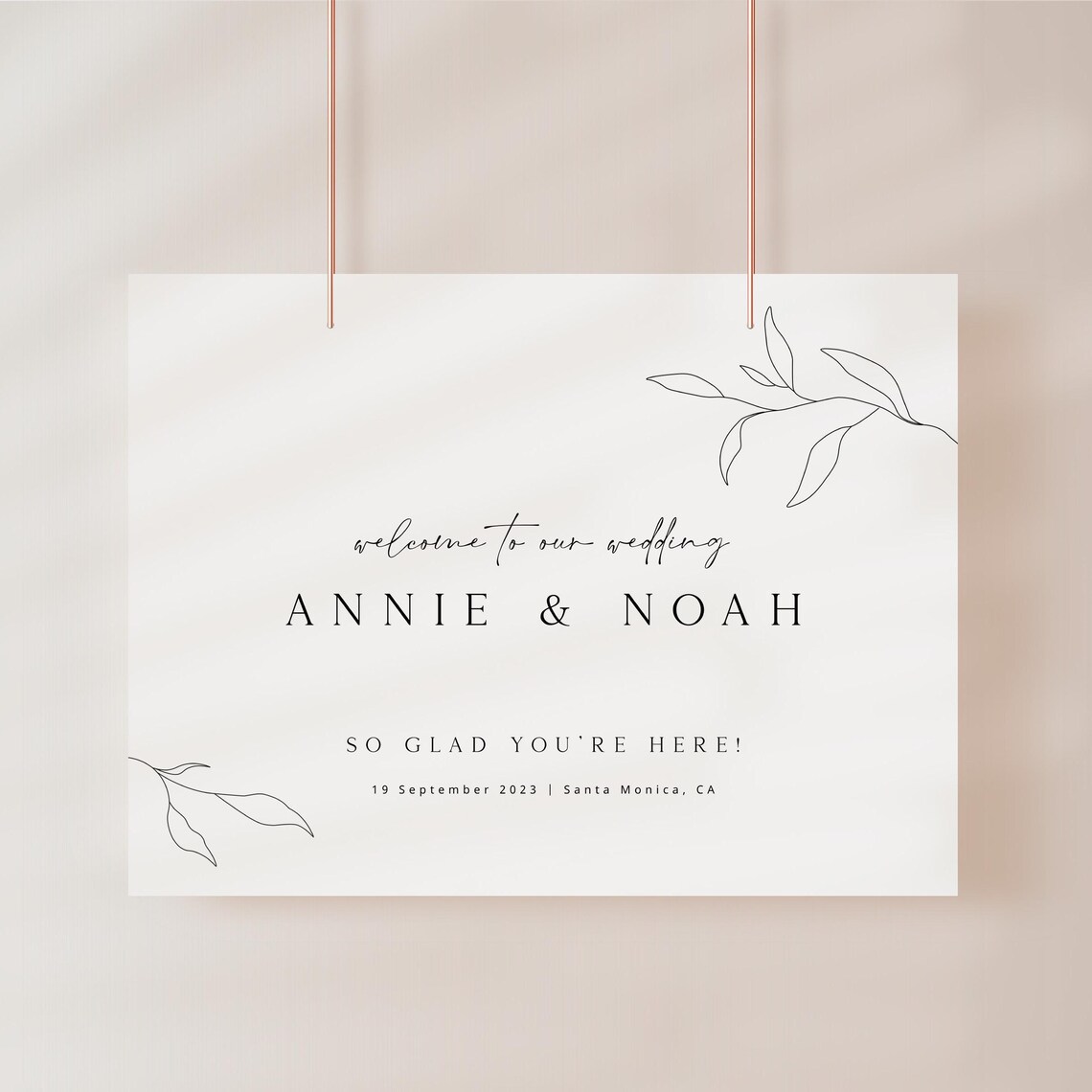 ANNIE Horizontal Wedding Welcome Sign Template Download, Minimal ...