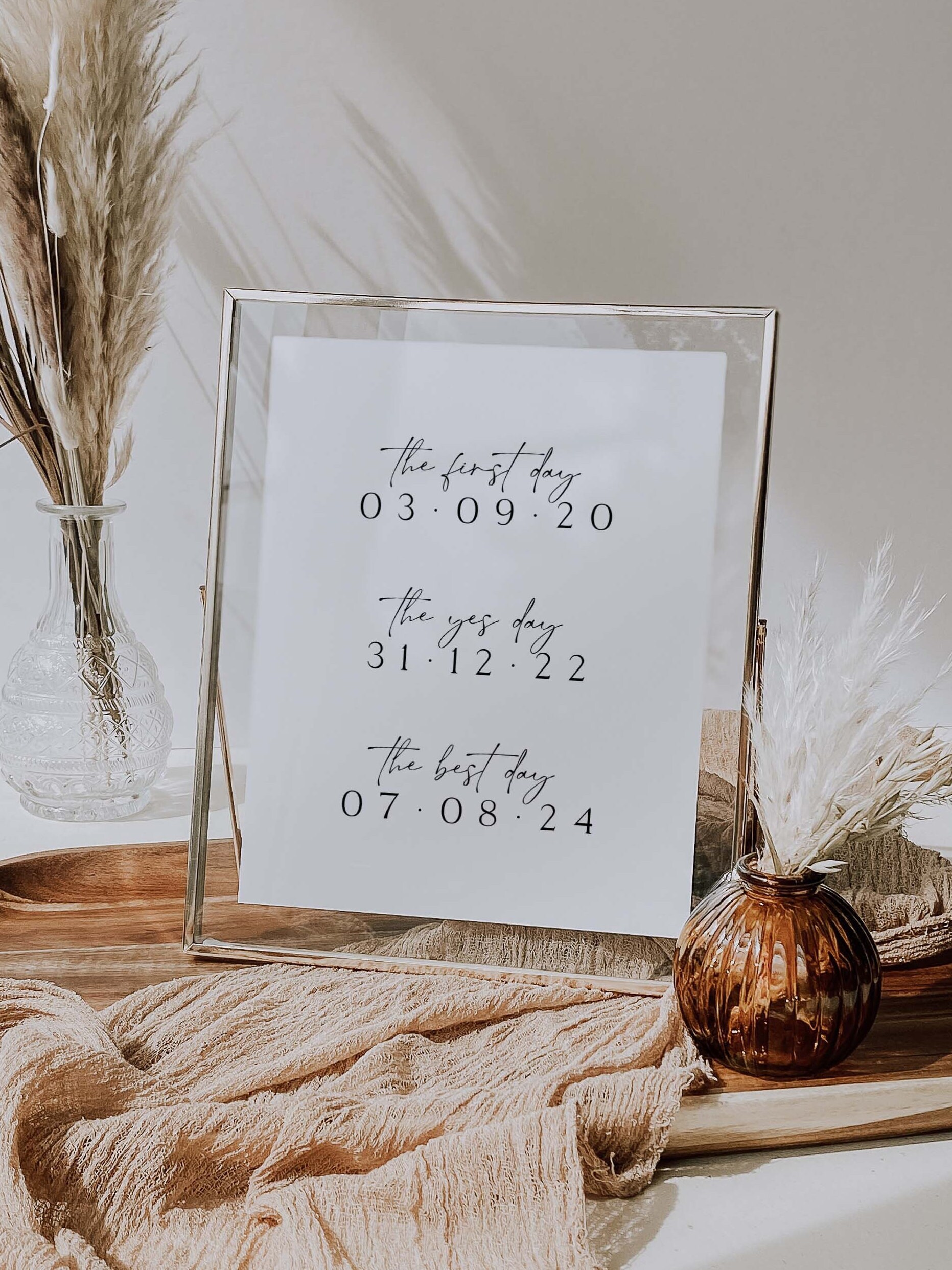ELLIE Special Dates Sign Template Download, Minimlaist the First Day ...