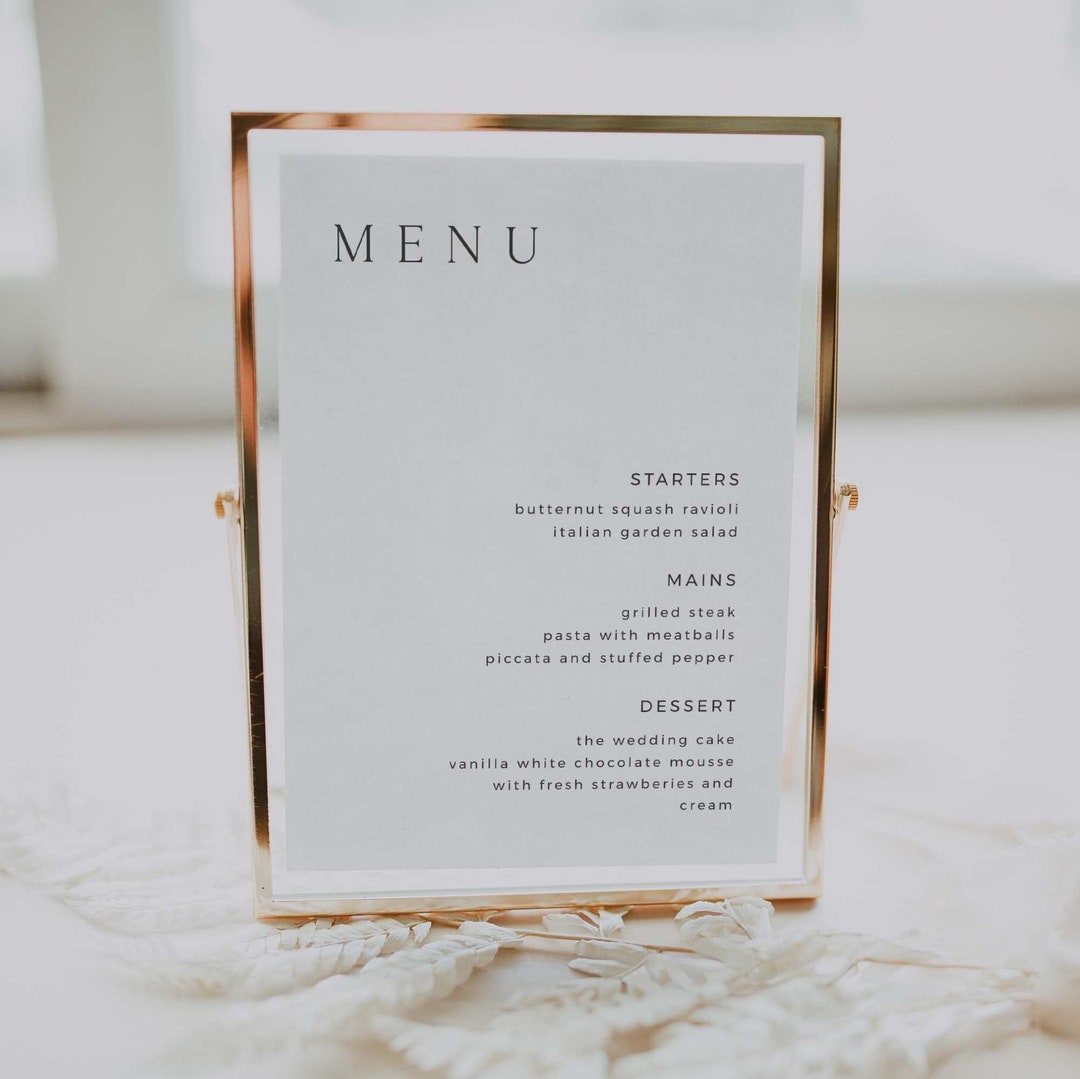 SARAH Simple Wedding Menu, Elegant Wedding Menu Template Download ...