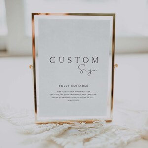 SARAH Minimalist Custom Signs Template, Wedding Poster, Modern ...