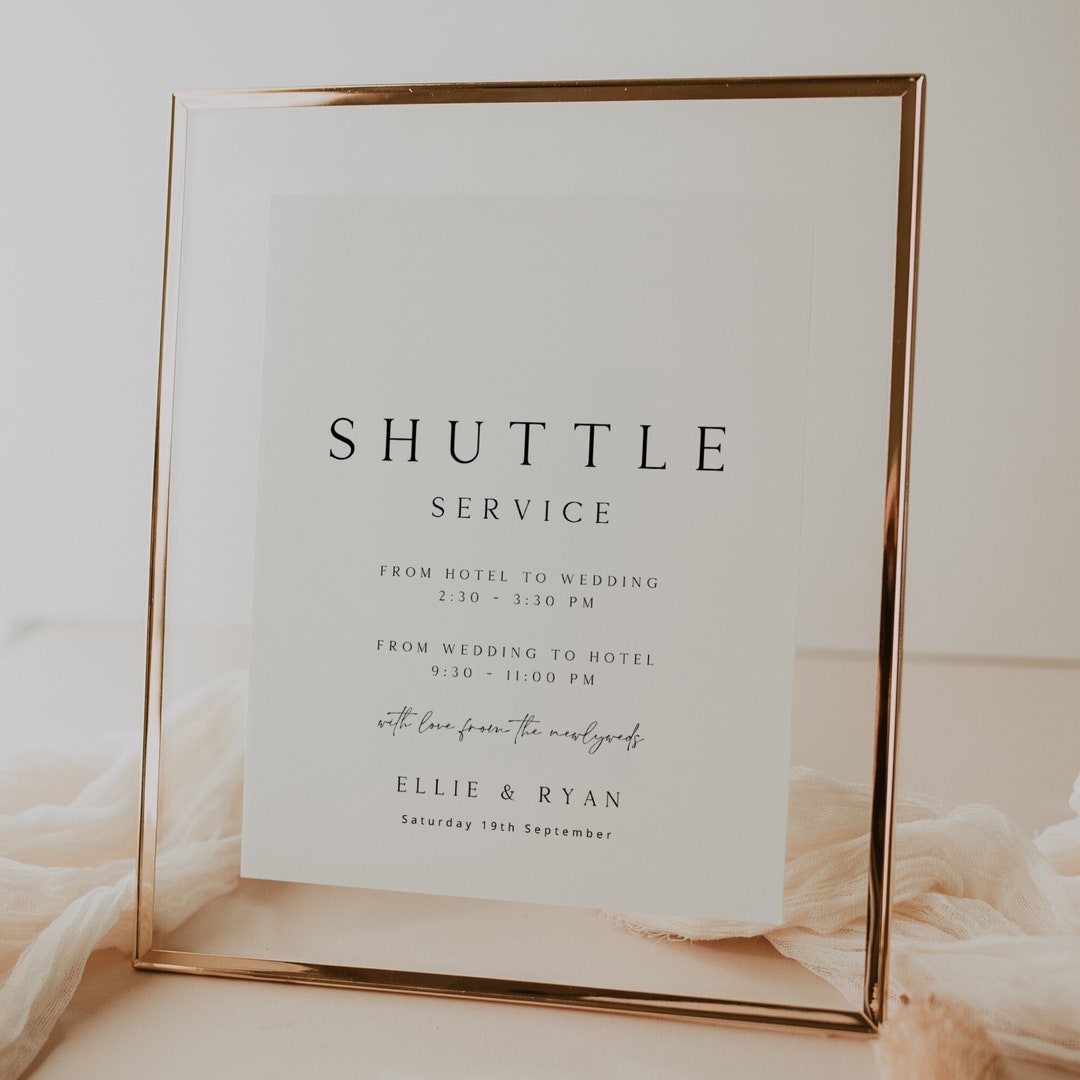 ELLIE Minimal Wedding Shuttle Service Sign Template, Complimentary ...