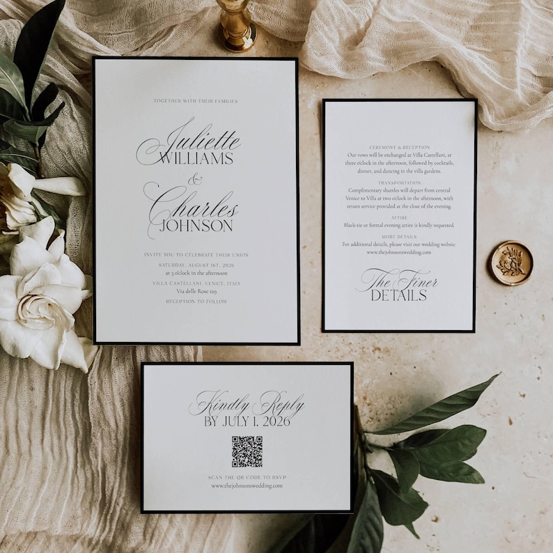 JULIETTE Timeless Elegant Wedding Invitation Suite – Editable ...