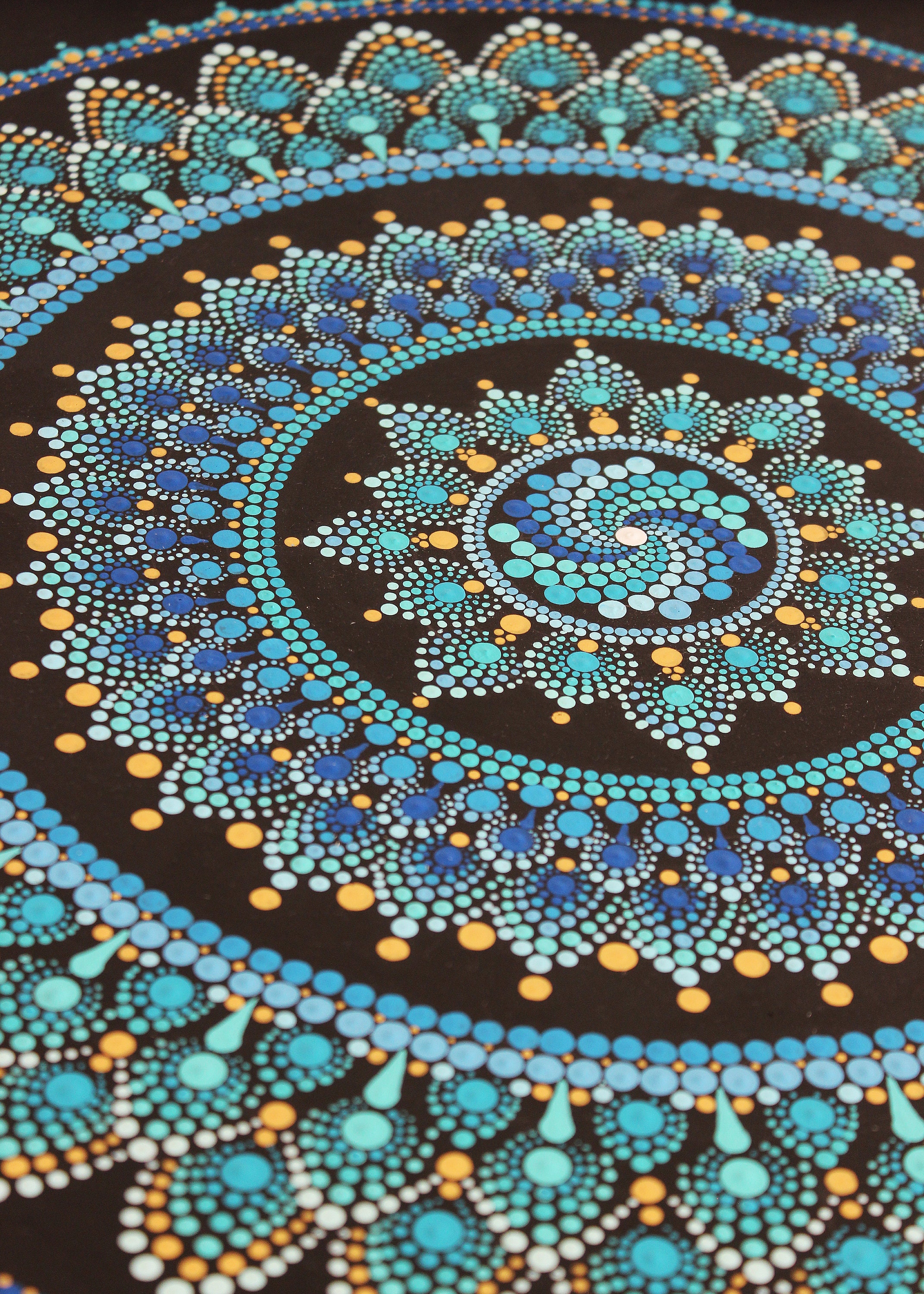 Blue 50x50 Mandala Dot Painting, Sky Blue Mandala Dot Artwork, Gradient ...