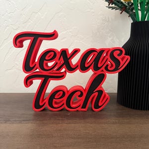 Texas Tech Sign: 3D Printed Shelf Decor - Spirit Colors - Etsy
