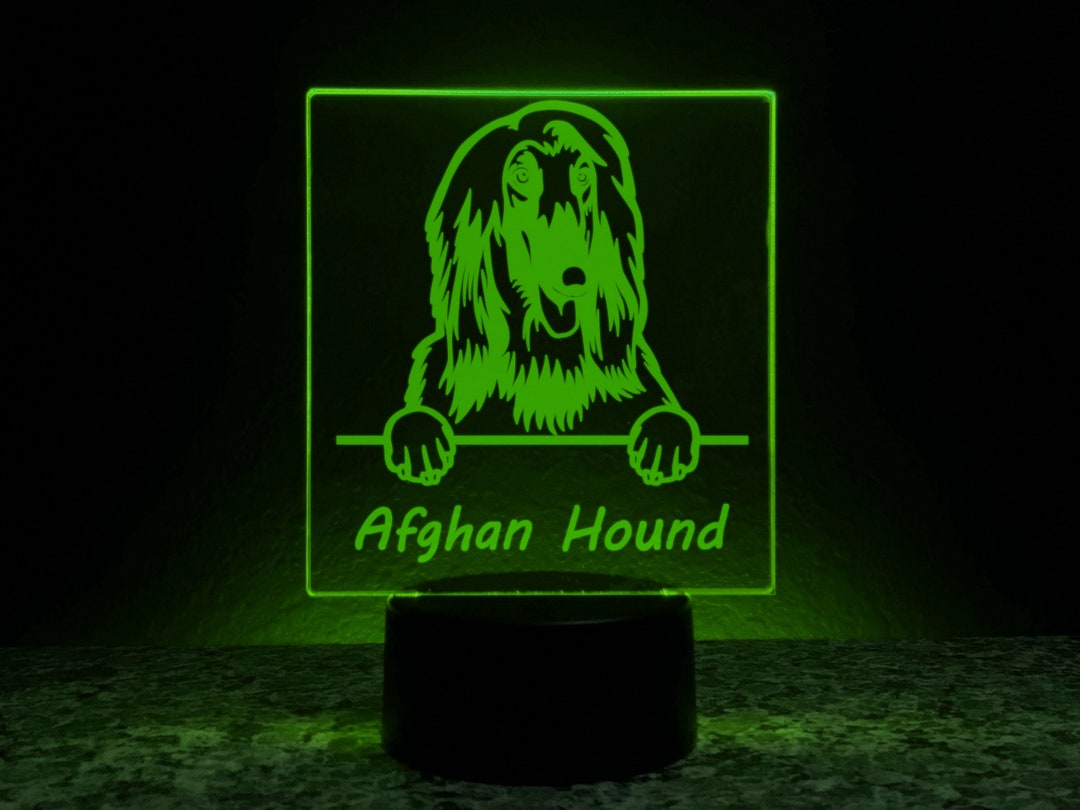 Personalized LED Acrylic Dog Night Light Customizable Afghan Hound ...