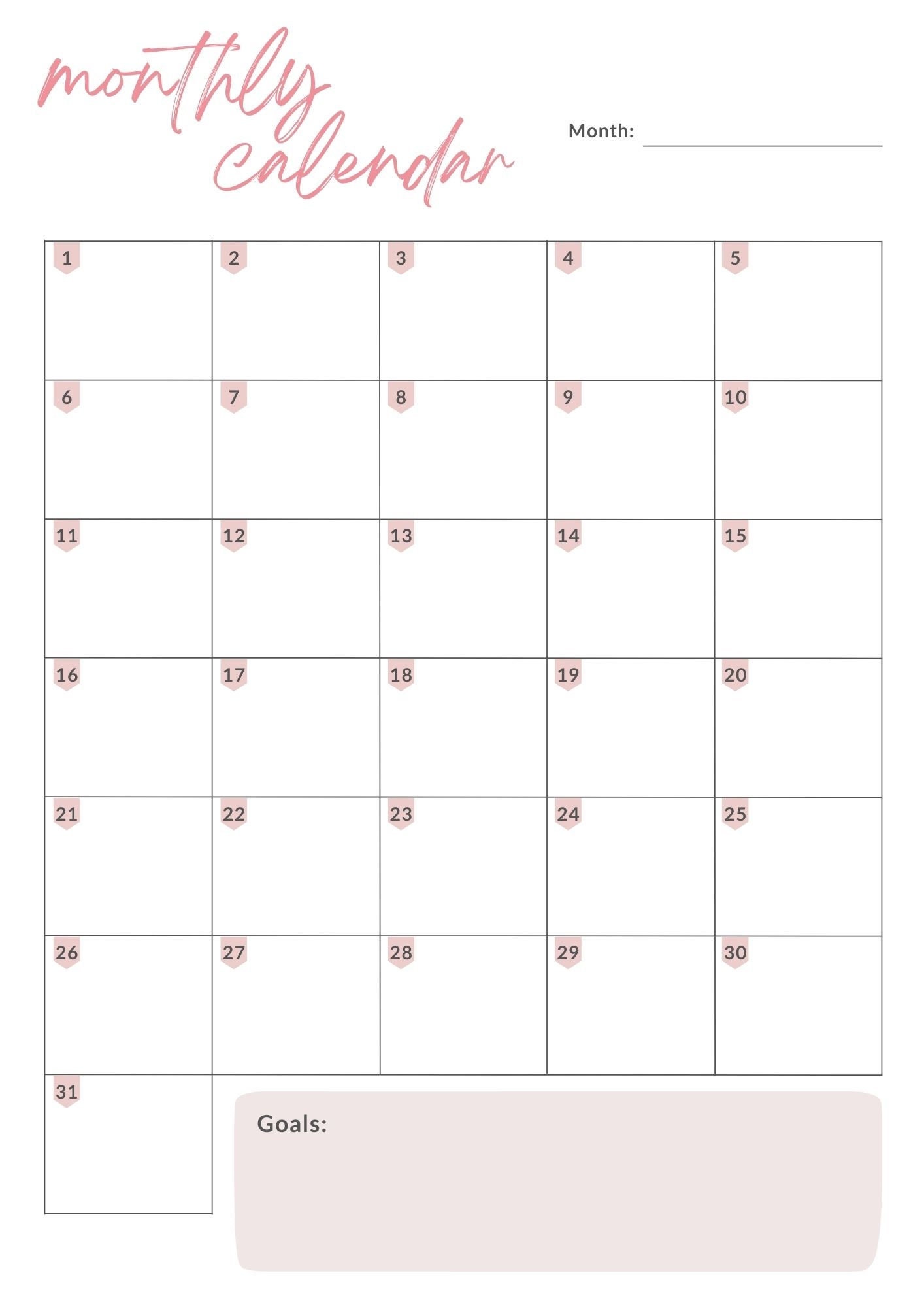 Monthly Calendar - Etsy