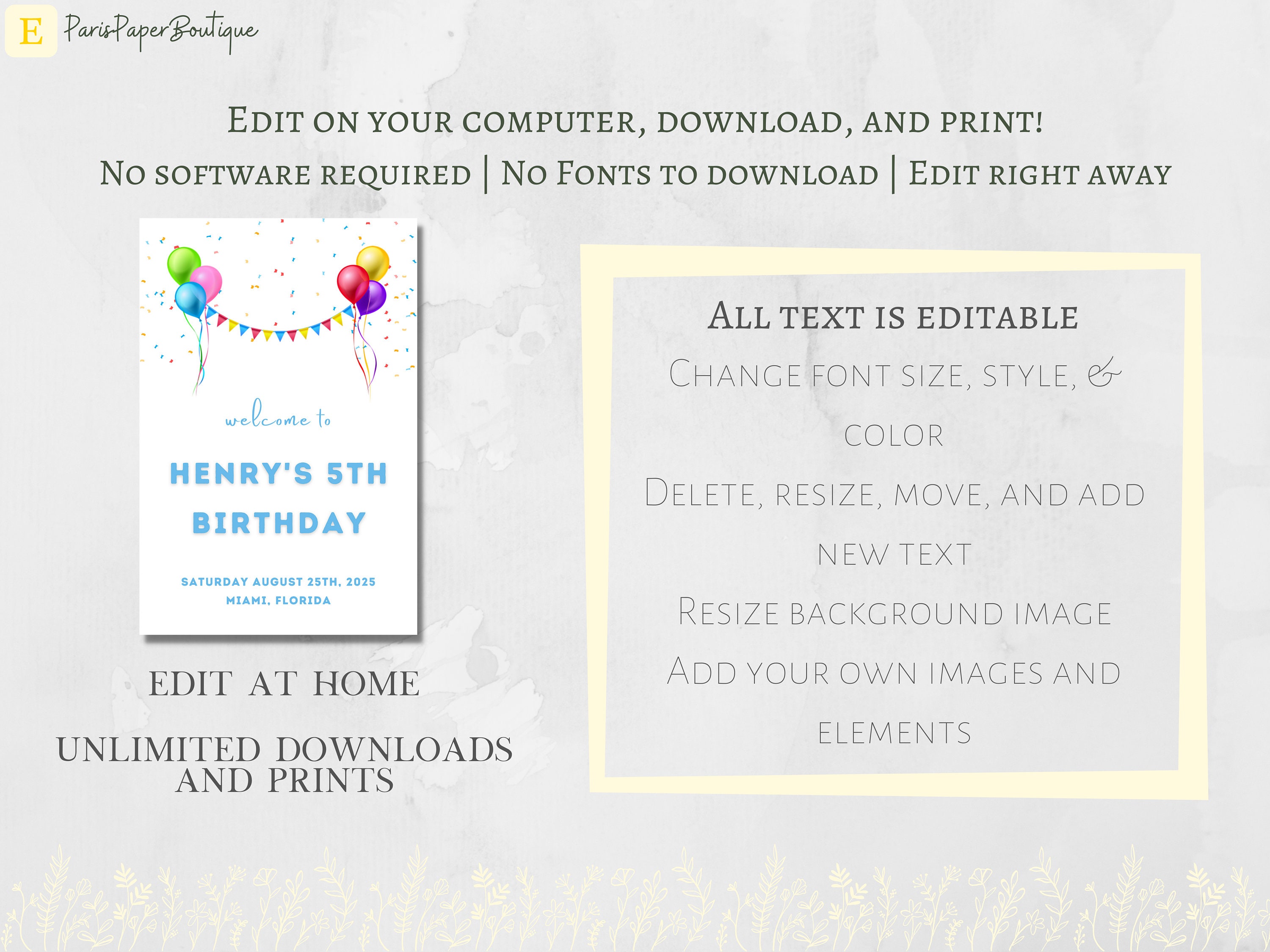 Custom Birthday Sign DIY Birthday Sign Template Editable | Etsy