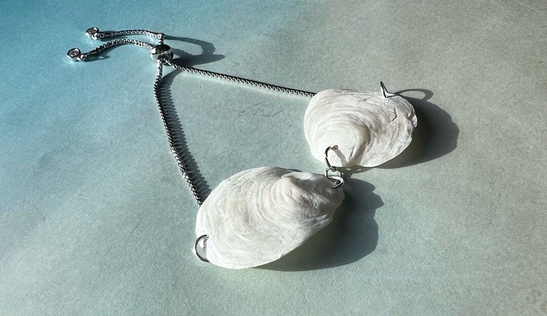 Genuine Double White Jingle Shell Bracelet With Adjustable Slide in ...