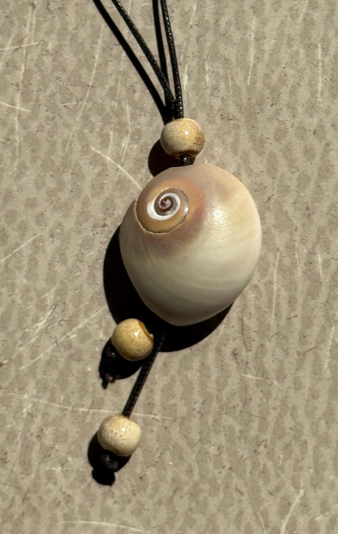 Genuine Moon Snail Shell Pendant Necklace With Ceramic Beads ...