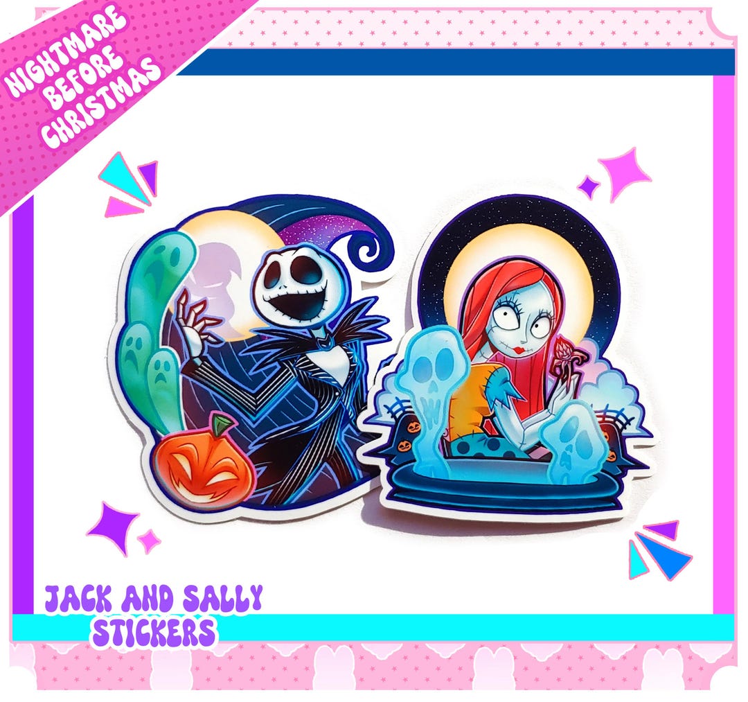 Nightmare Before Christmas: Jack and Sally Stickers (holographic Option!) - Etsy