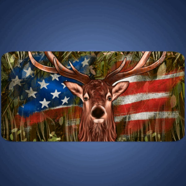 American Flag and Deer License Plate - Etsy