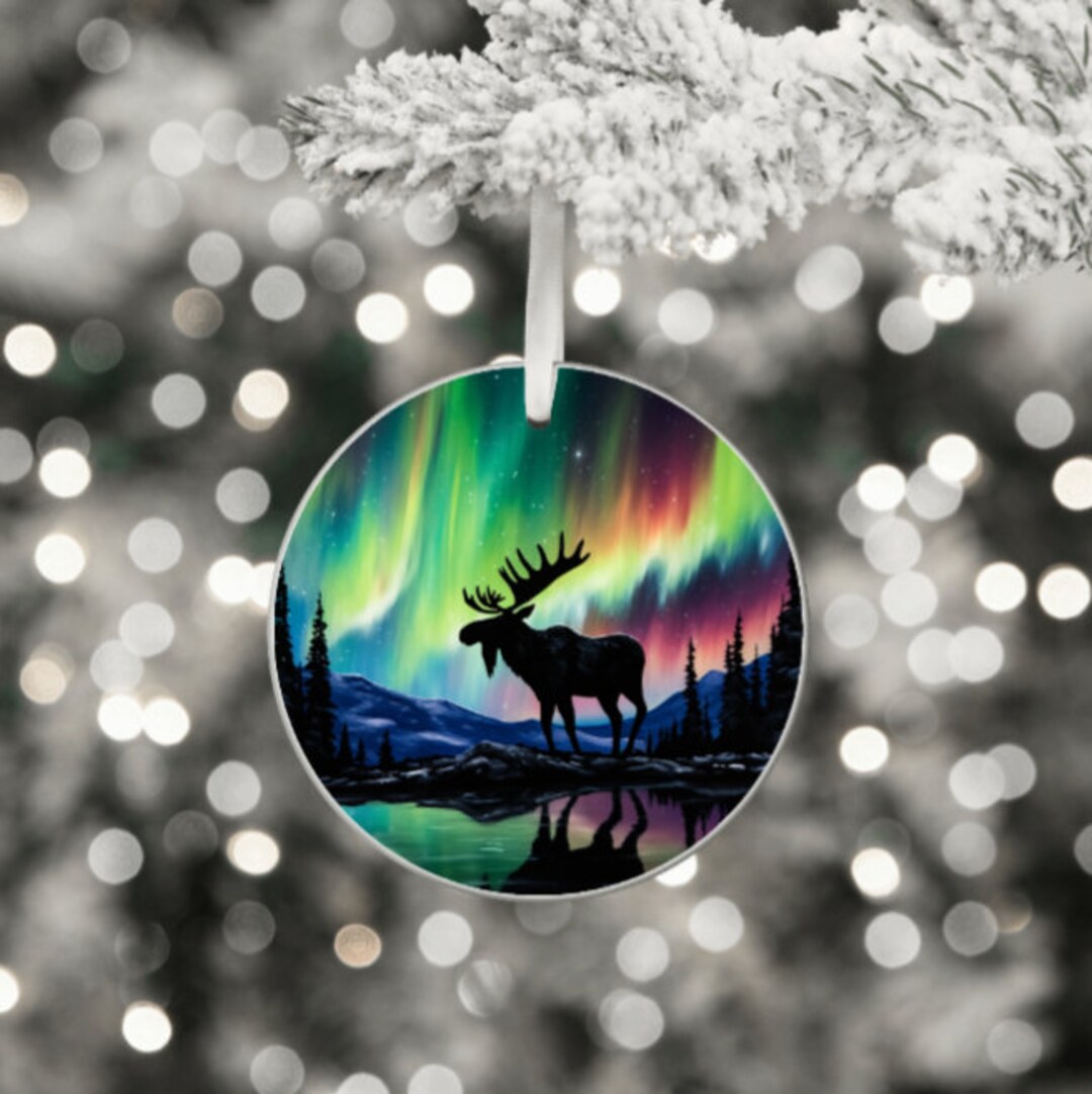 Aurora Borealis, Northern Lights Moose Colorful Background. Bright ...