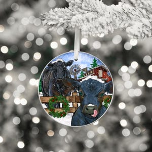 Black Angus Cow and Calf Christmas Ornament. Farm Ornament. Double ...