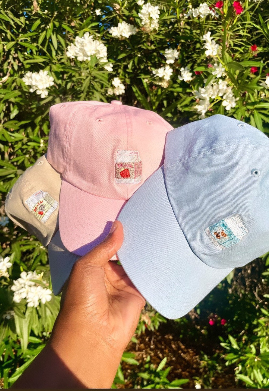 Milk Carton Machine Embroidered Dad Cap Strawberry, Chocolate, Plain ...