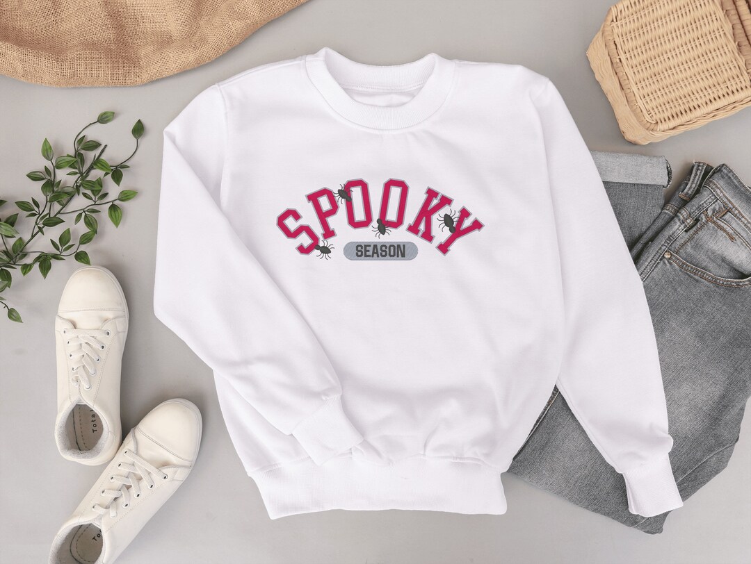 Embroidered Spooky Season Sweatshirt: Halloween Spider Sweater - Etsy