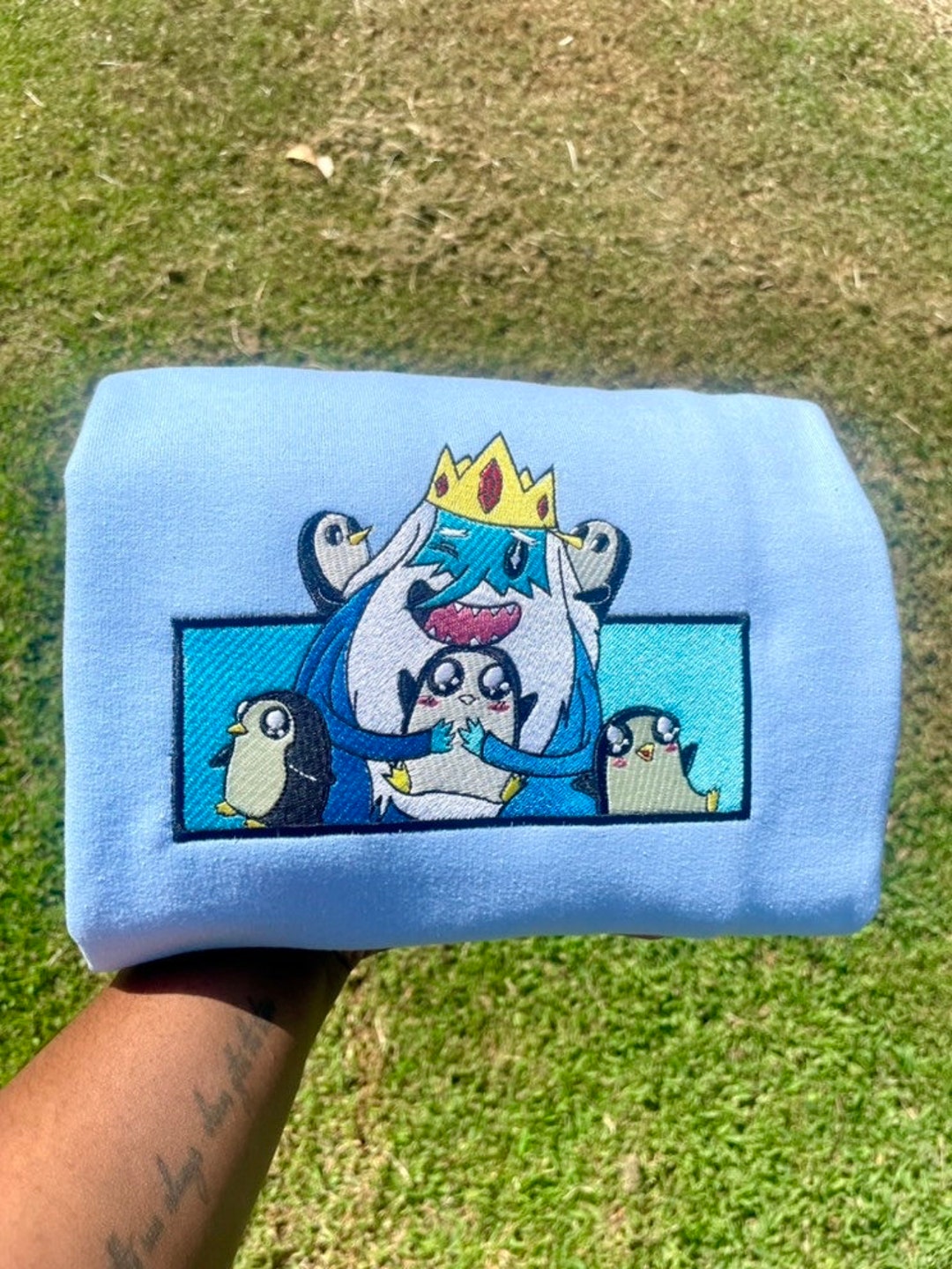 Time Adventure King Ice and Penguins Machine Embroidered Crewneck ...