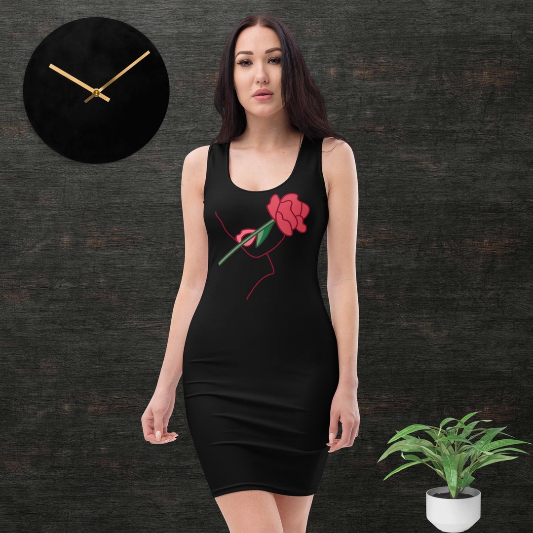 A Gentle Love Bite Rose Bodycon Dress - Etsy