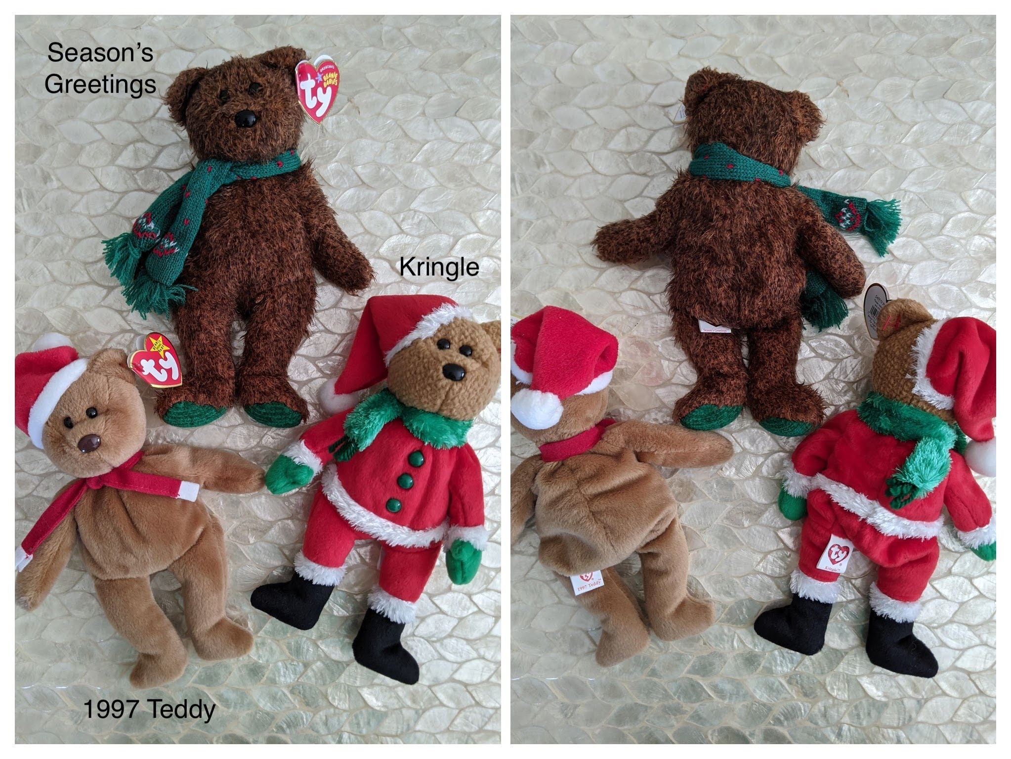 Ty Original Beanie Babies - Christmas Holiday Bears (mint Condition ...