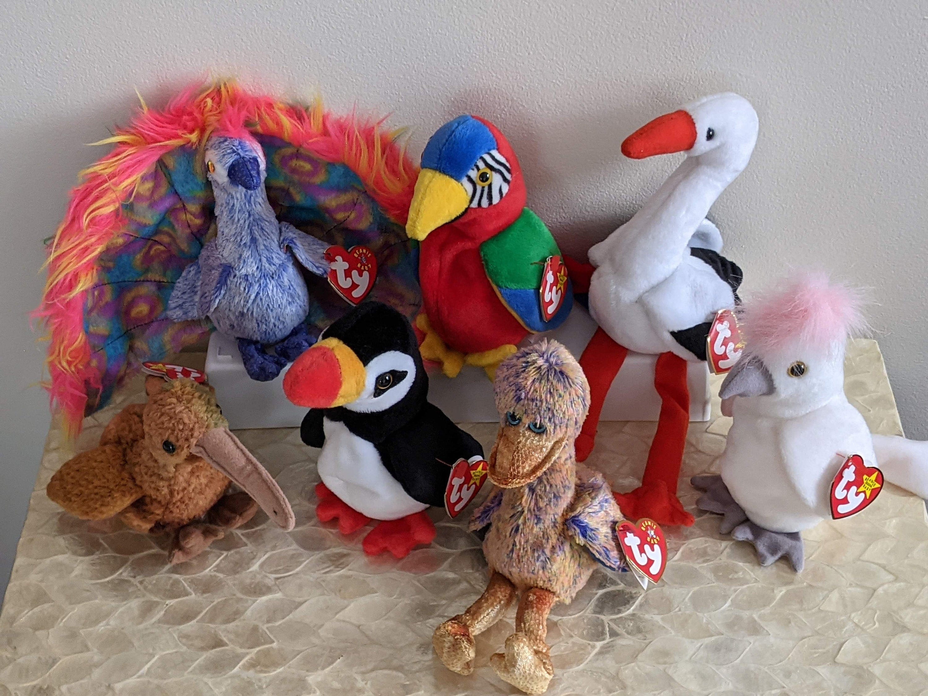 Ty Original Beanie Babies - Colorful Vintage Birds - Stilts, Jabber ...