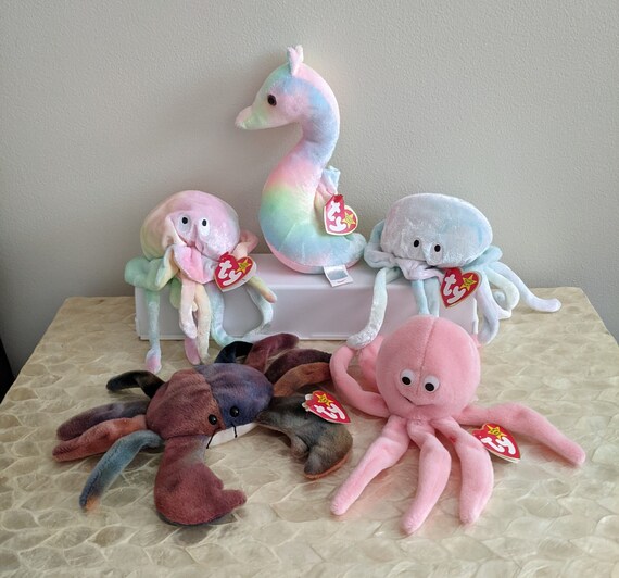 Ty Original Beanie Babies Ocean Creatures Goochy Neon Claude Inky mint Condition With Swing Tags Etsy UK
