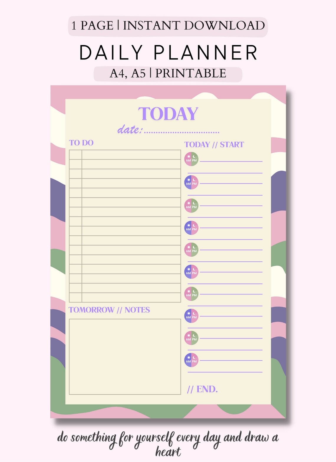 Printable Daily Planner, Daily to Do List, Productivity Planner, Daily ...
