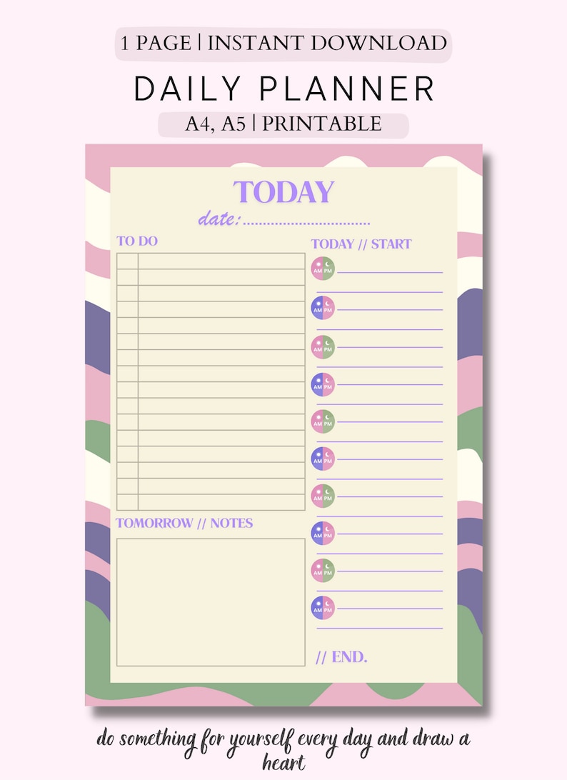 Printable Daily Planner, Daily to Do List, Productivity Planner, Daily ...