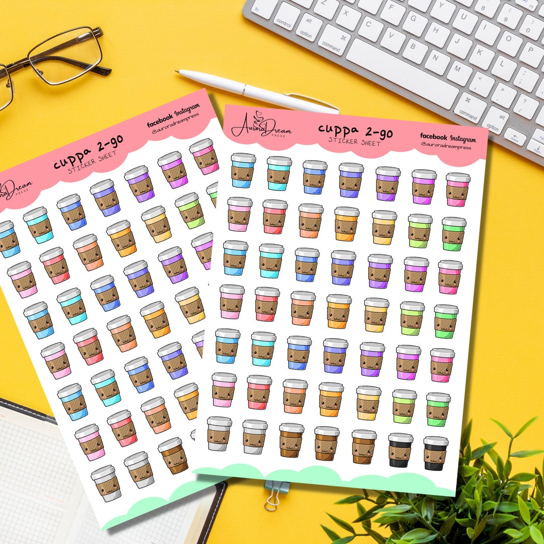 CUPPA 2-GO COFFEE Kawaii Kiss-cut Stickers Planner Notebook Journal ...
