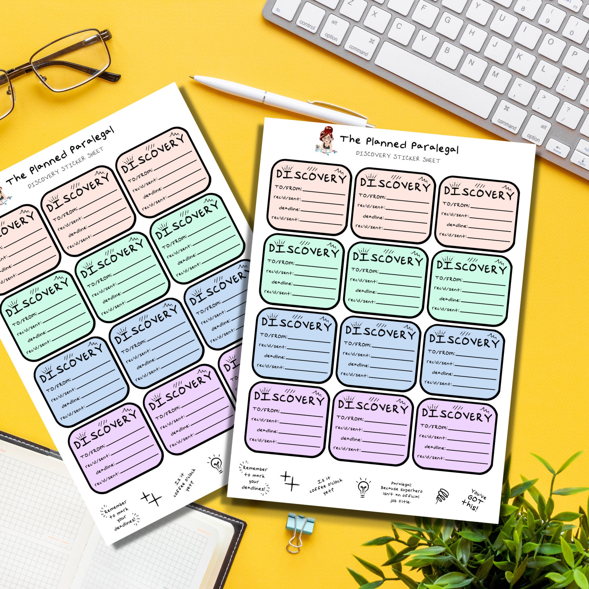DISCOVERY Planner Stickers Paralegal Legal Assistant Lawyer Law Office ...