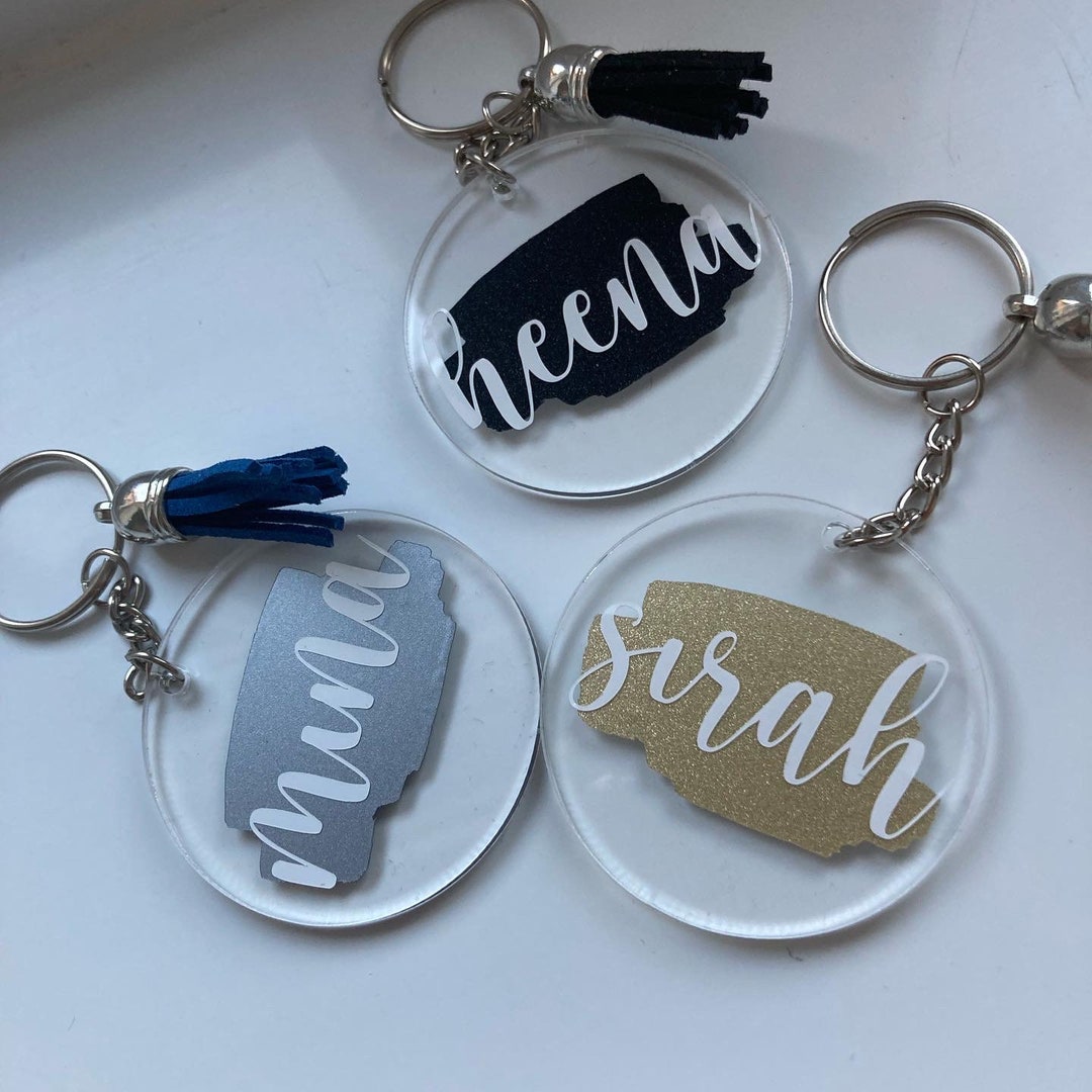 Personalised Acrylic Keyring With Tassel | Custom Keyring | Party ...