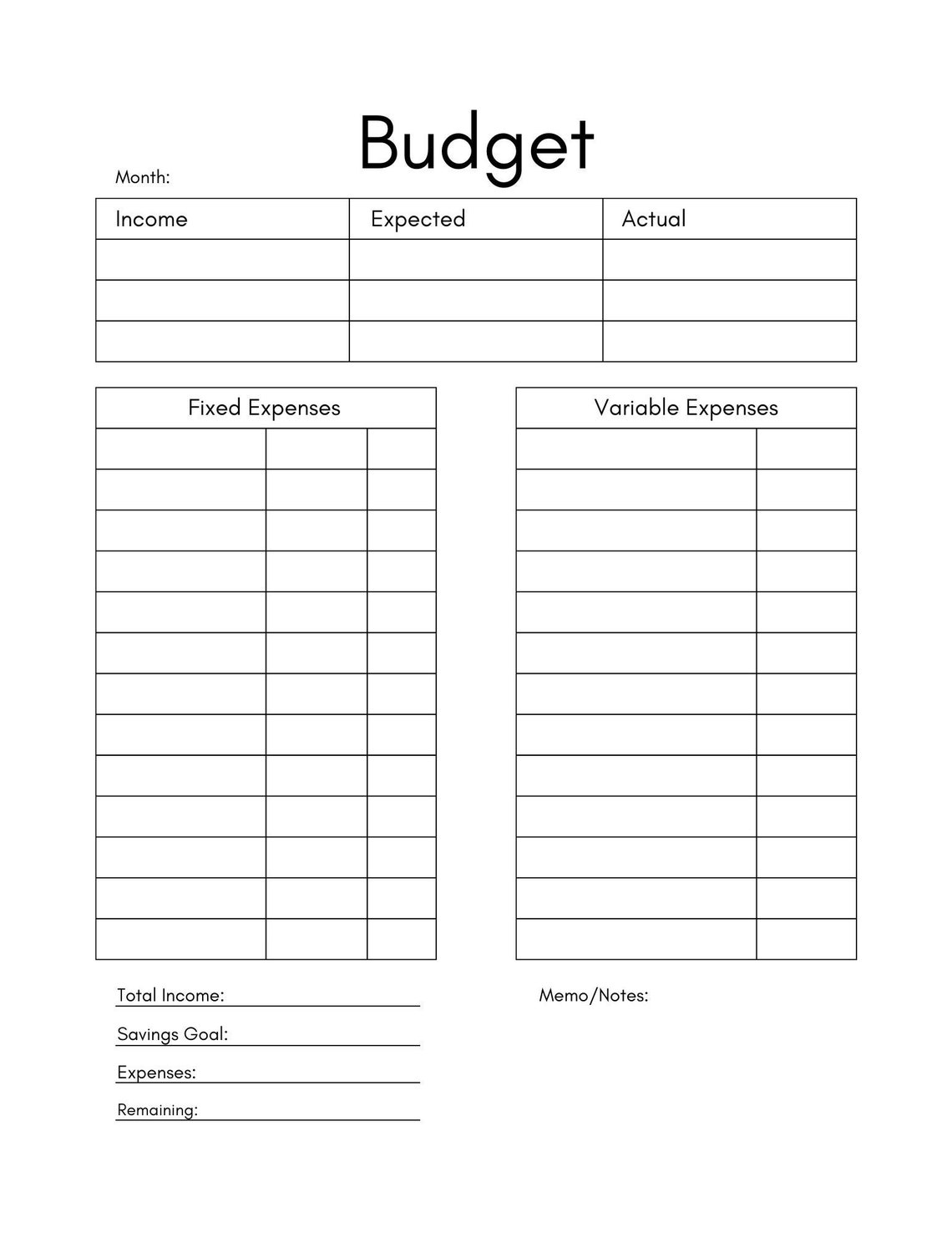 Simple Budget Planner Worksheet Aid - Etsy